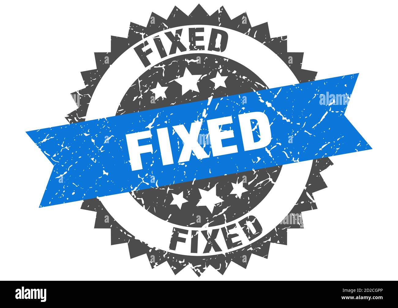 fixed stamp. round grunge sign with ribbon Stock Vector Image & Art - Alamy