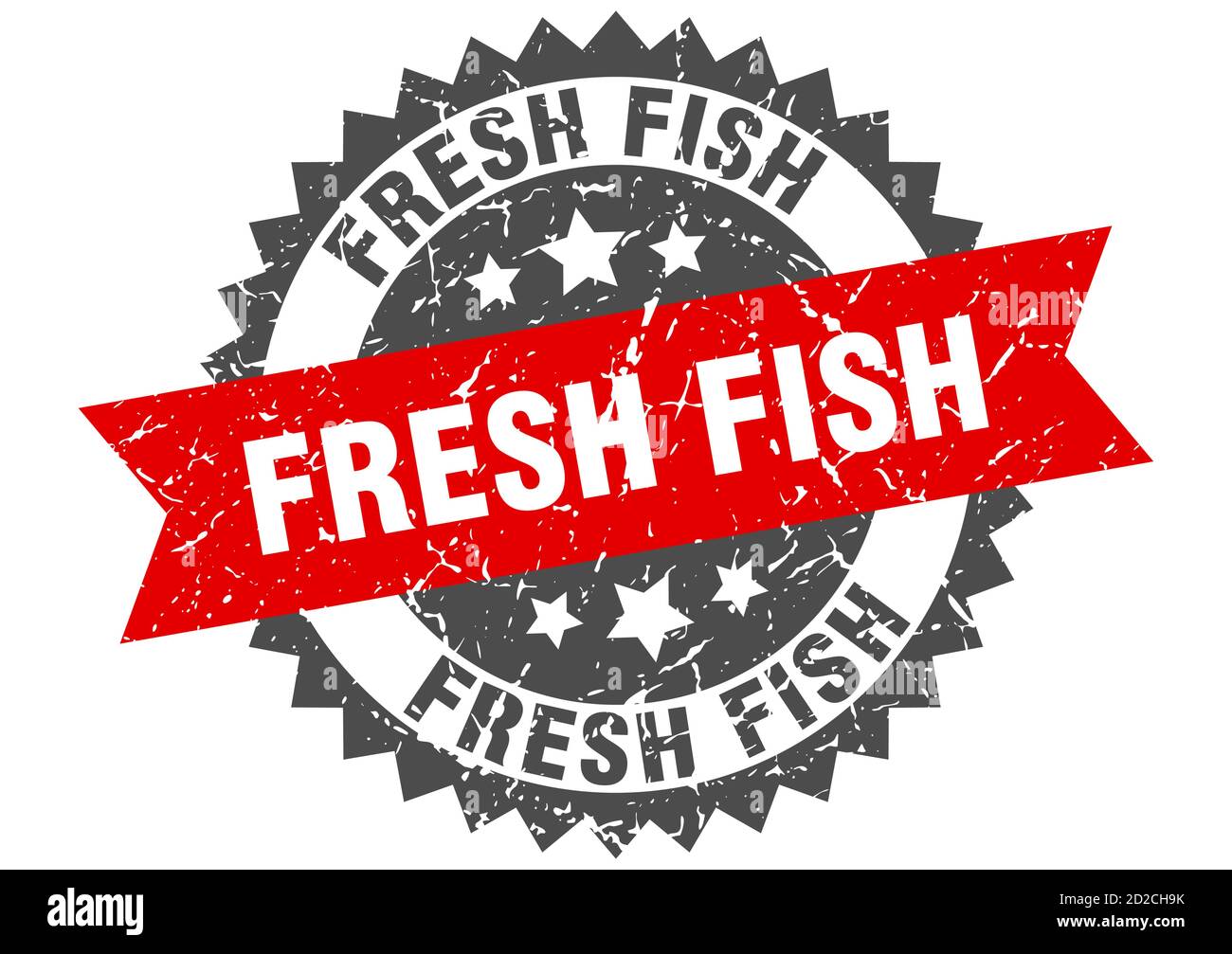 fresh fish stamp. round grunge sign with ribbon Stock Vector Image ...