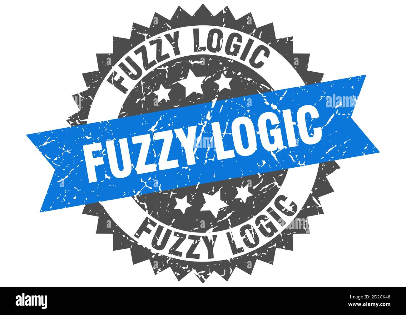 fuzzy logic stamp. round grunge sign with ribbon Stock Vector Image ...