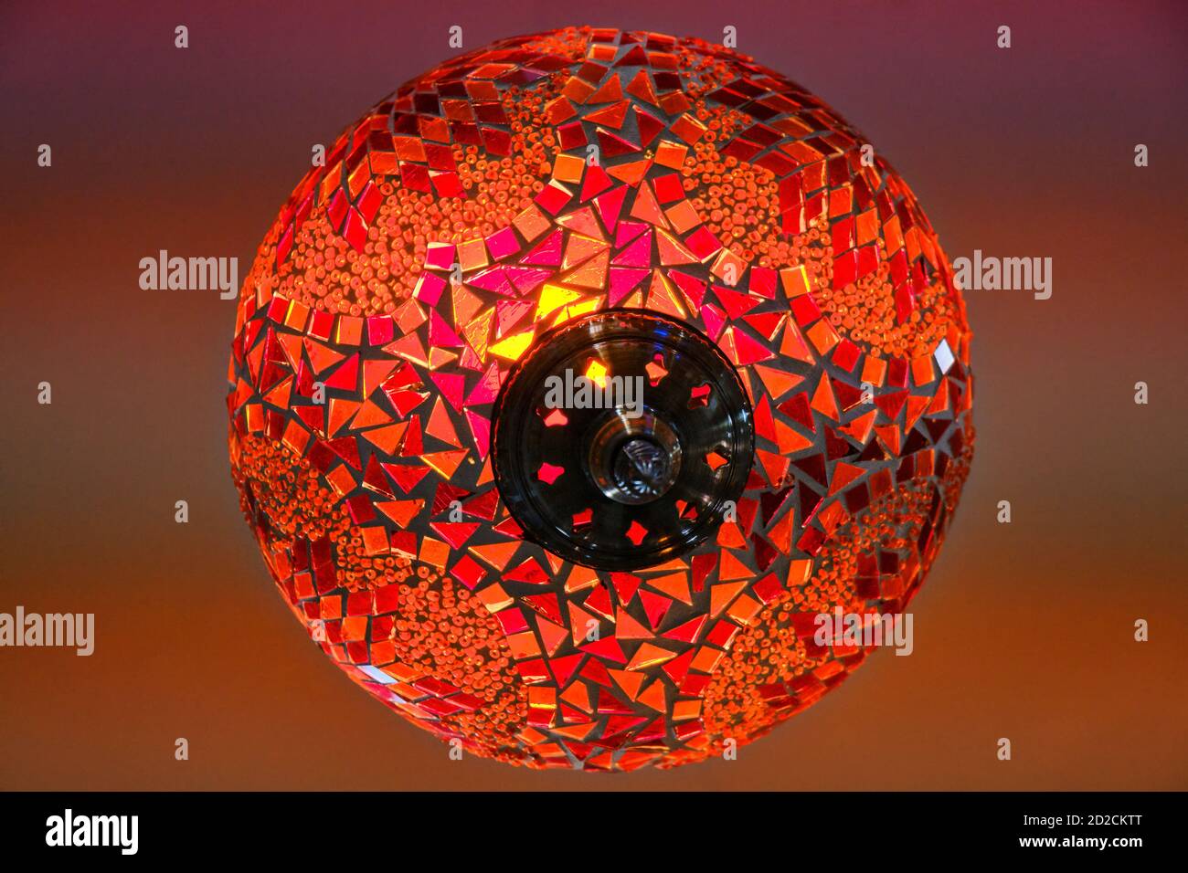 Red Arab lamp with pattern, bottom view Stock Photo - Alamy