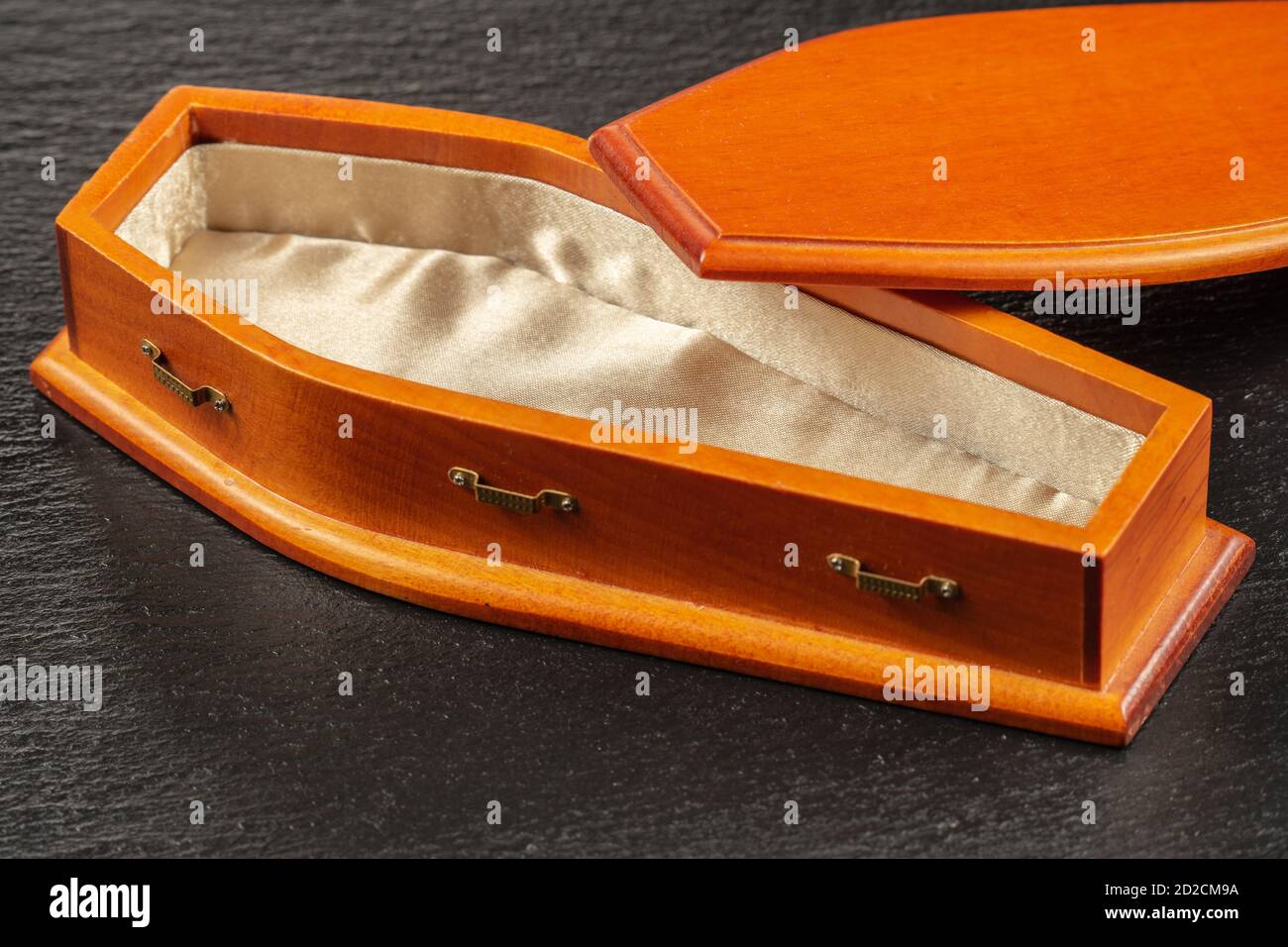 Small Miniature Wooden Satin Lined Coffin for In Mahogany Colour Stock ...