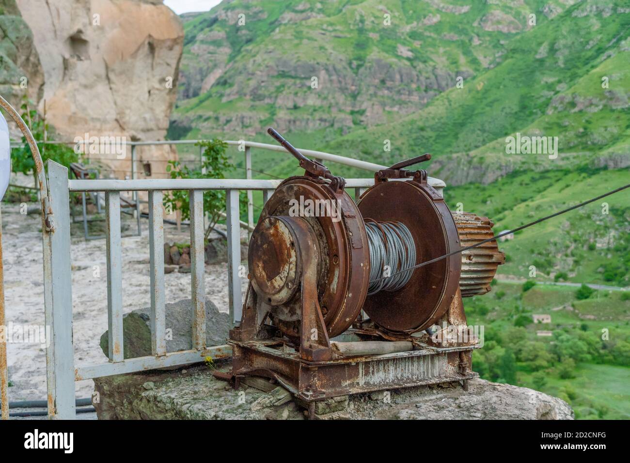 Rope sling or rope sling on a crane roll drum or a hoist crane winch ...