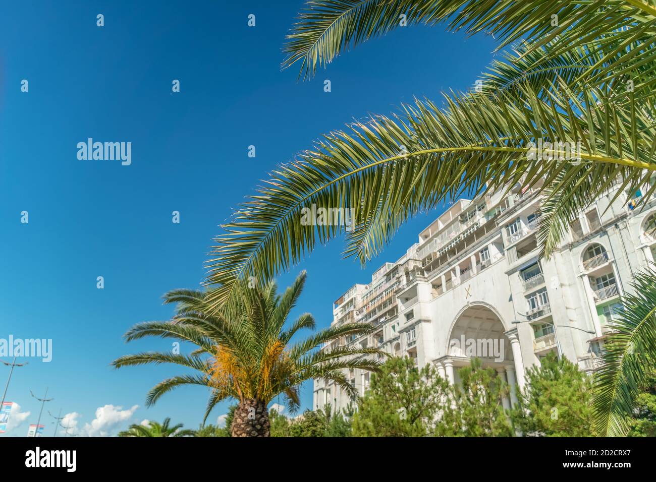 Beautiful view of the houses from the embankment of the new Batumi ...