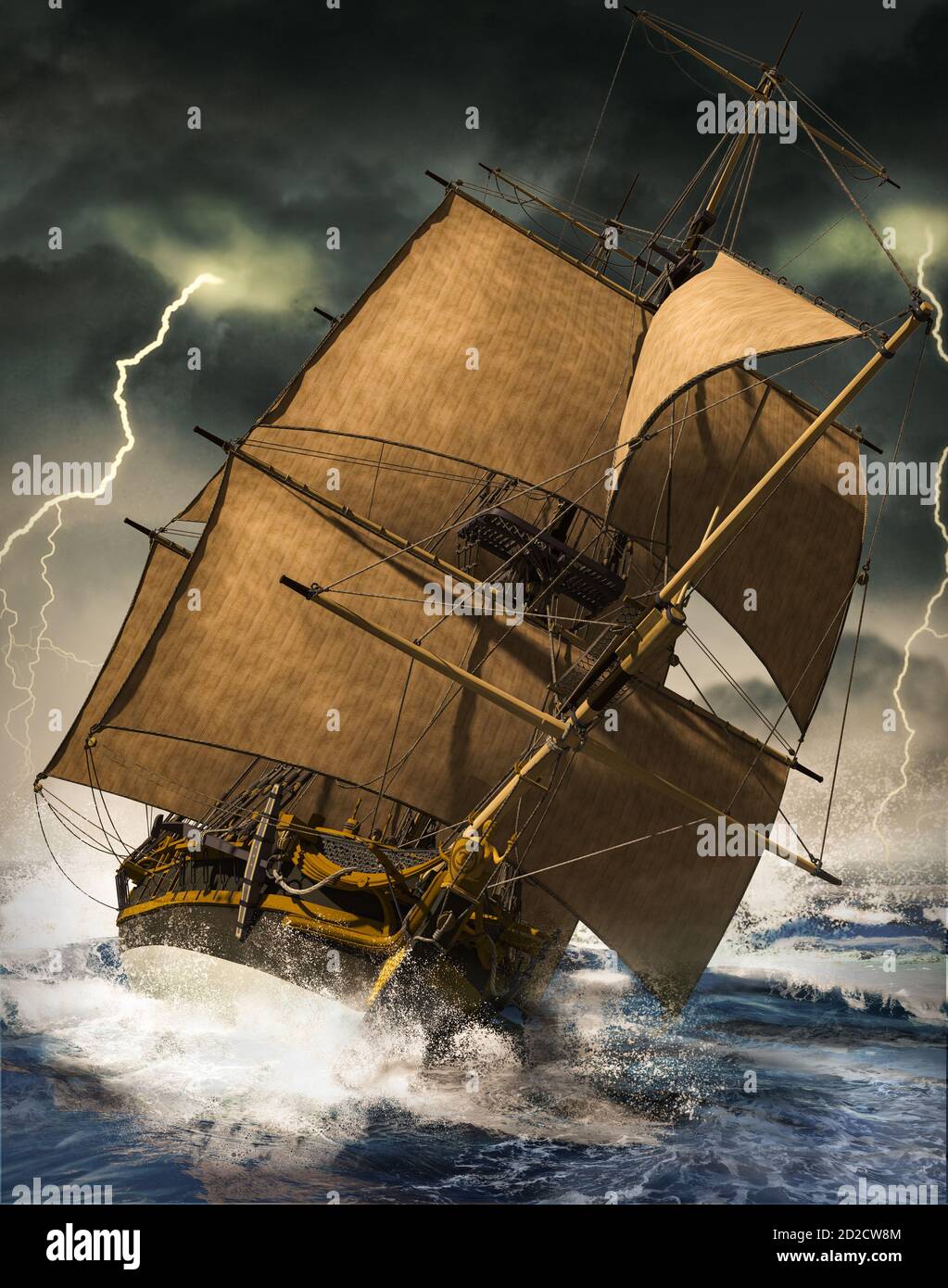 Sailing Ship In Heavy Storm