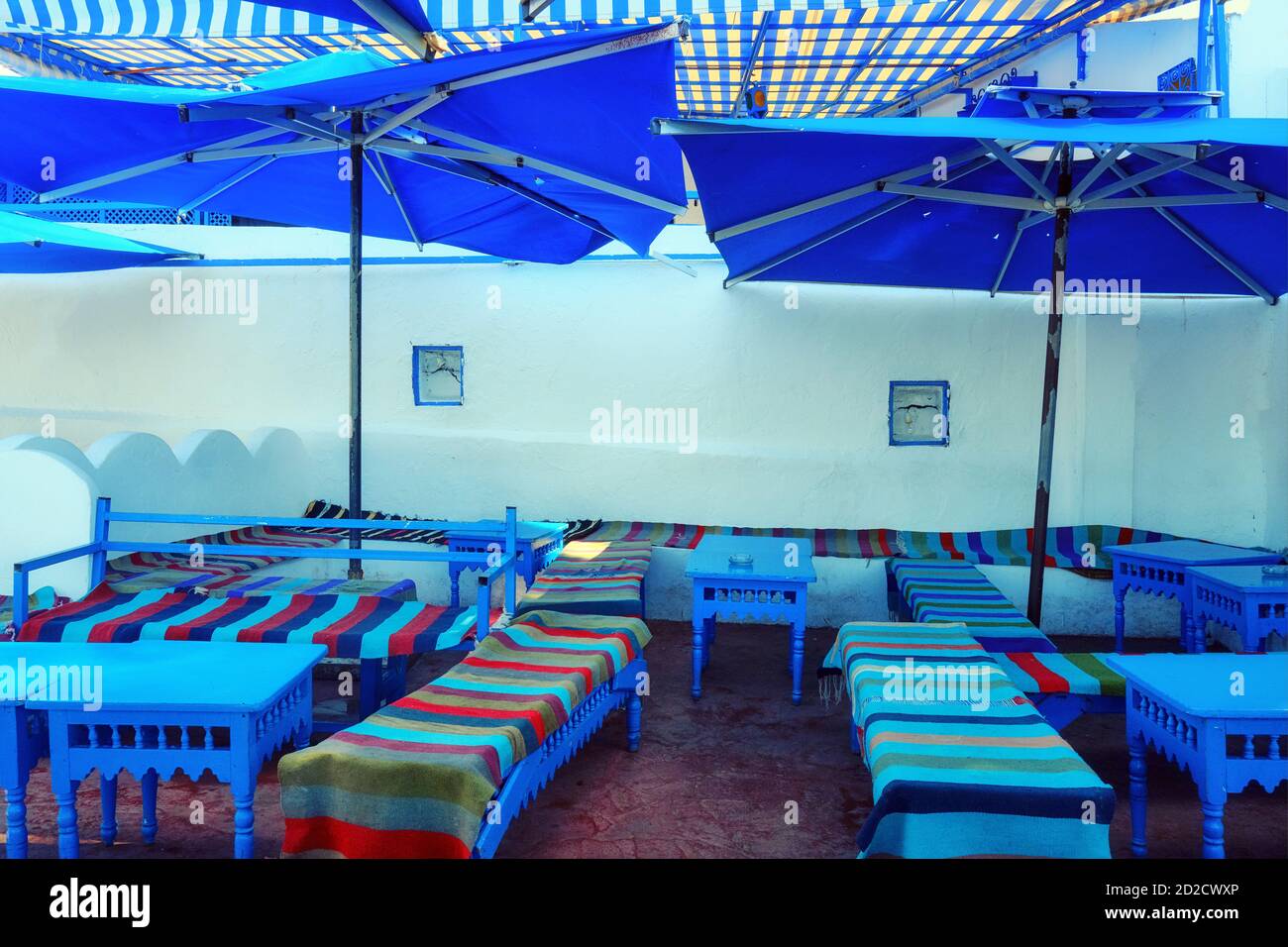 Arab cafe in blue and white color, Sidi Bou Said, Tunisia Stock Photo ...