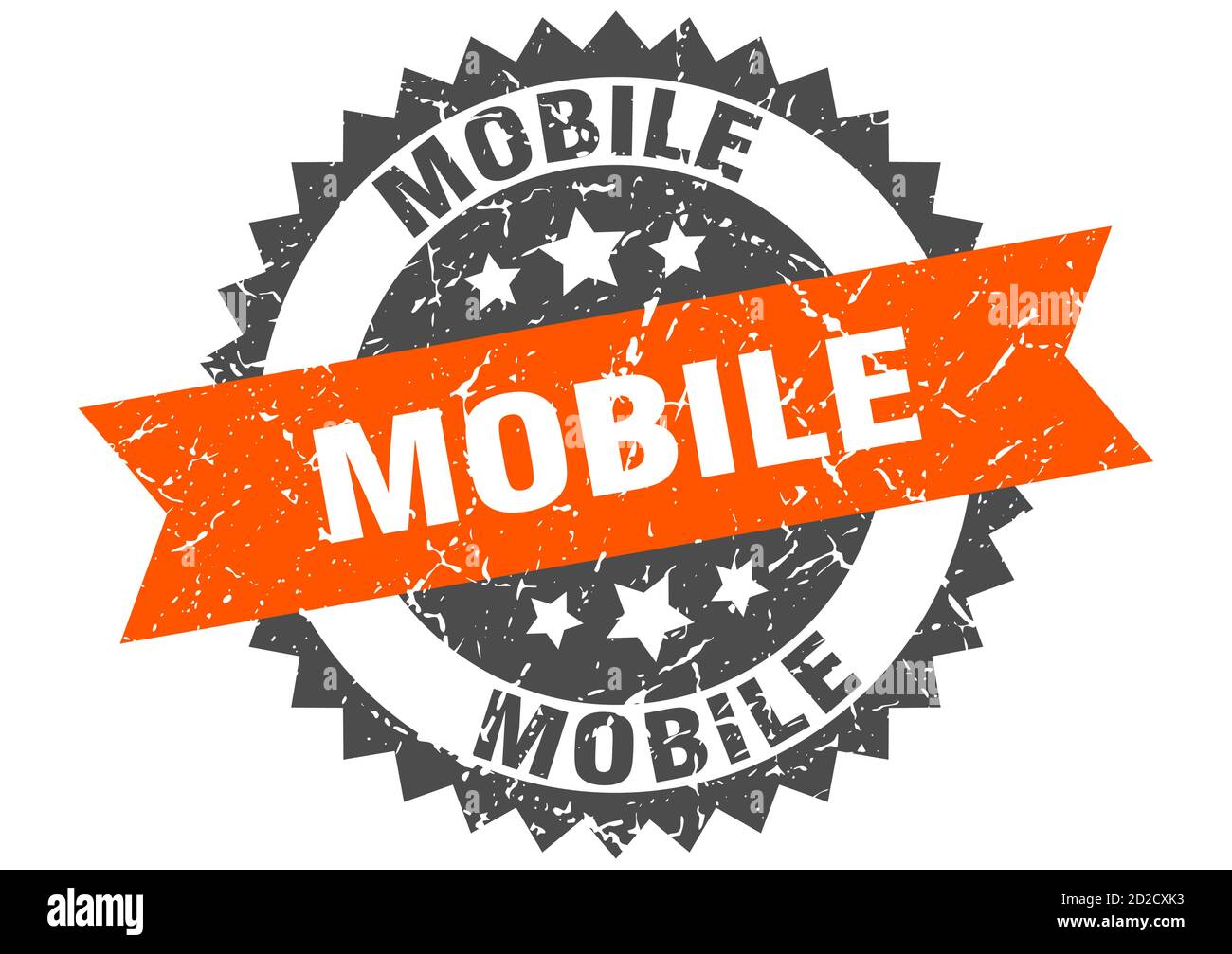 mobile stamp. round grunge sign with ribbon Stock Vector Image & Art ...