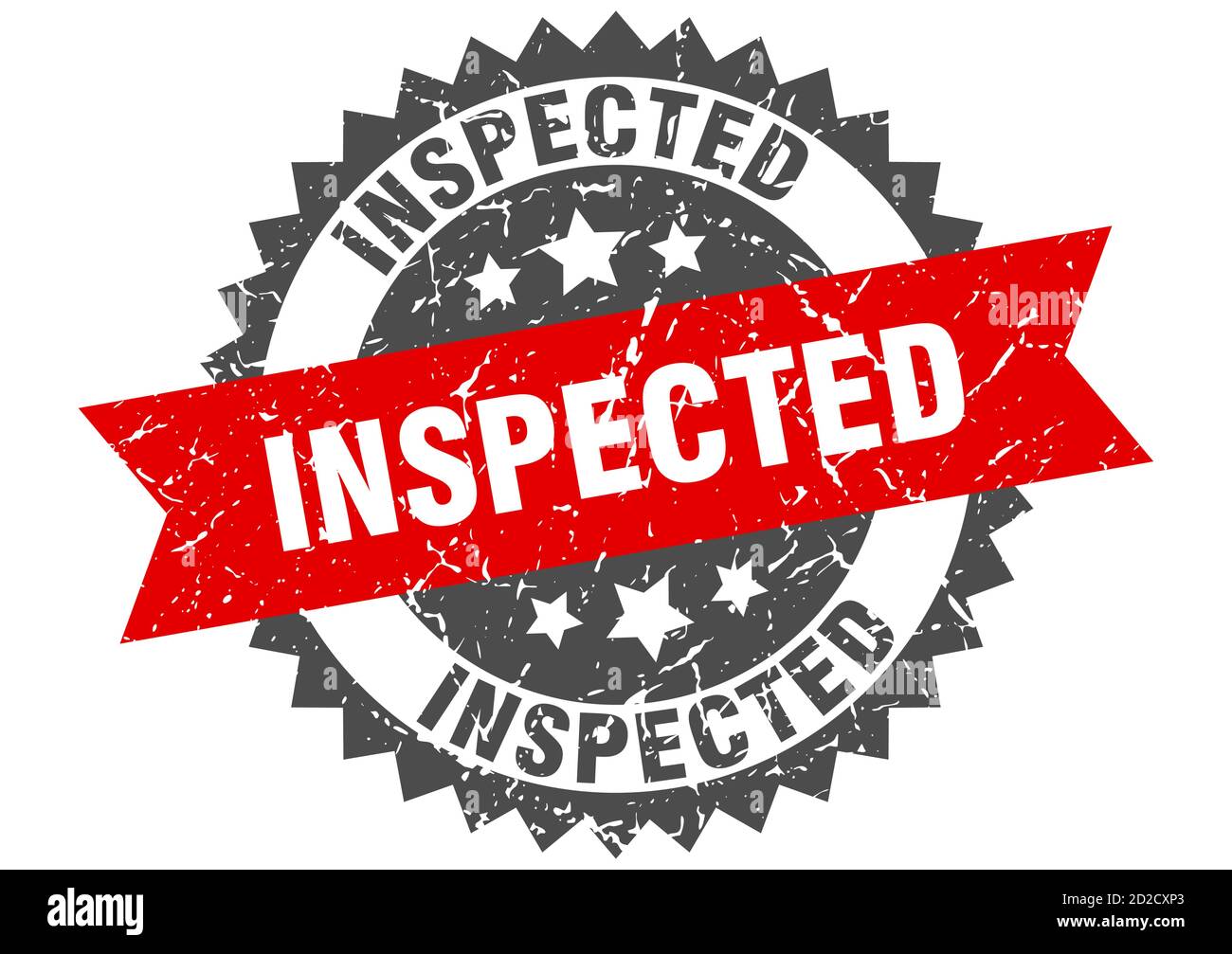 inspected stamp. round grunge sign with ribbon Stock Vector Image & Art ...