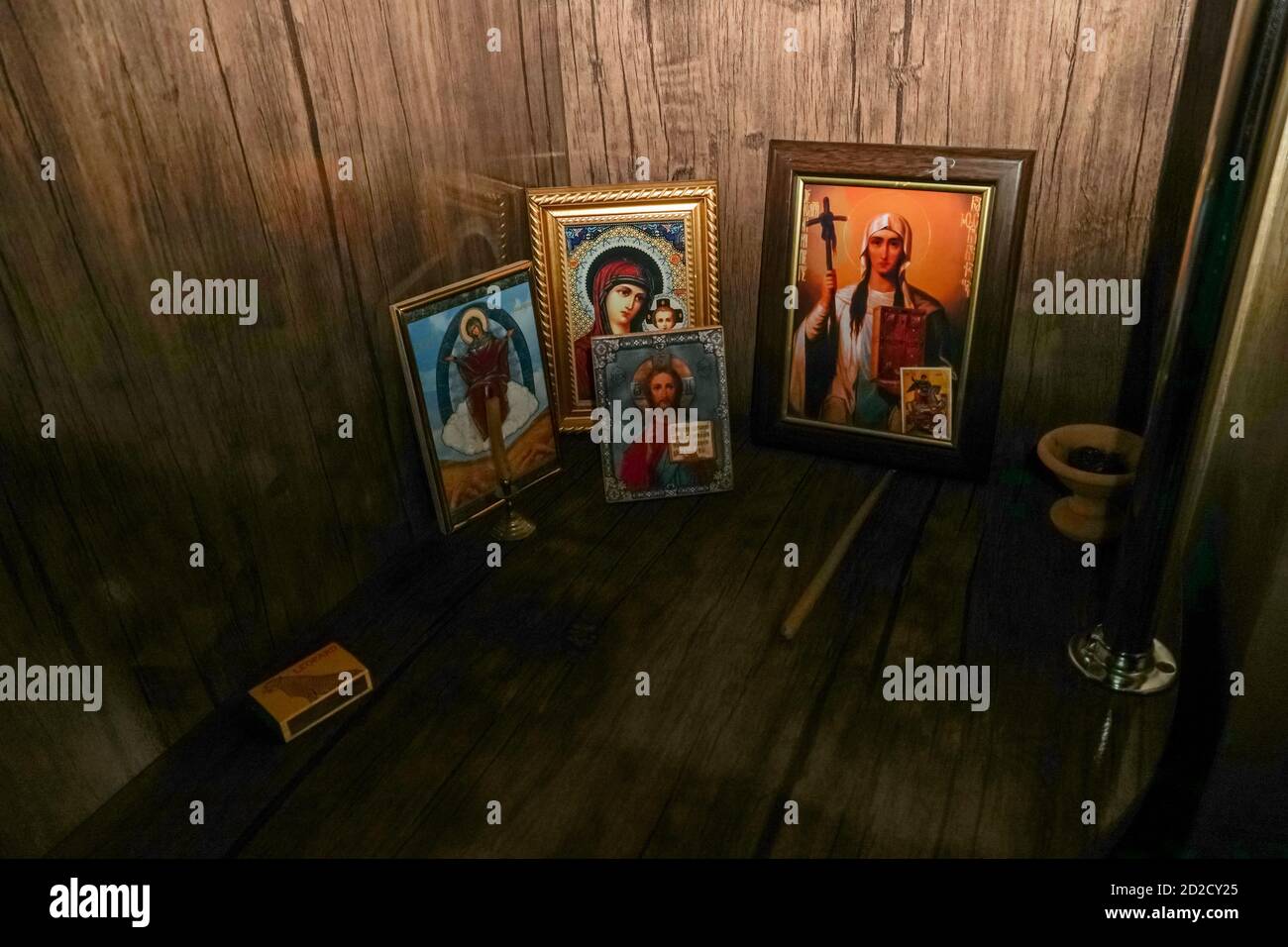 Sacred corner and icons in the house. Christian traditions Stock Photo ...