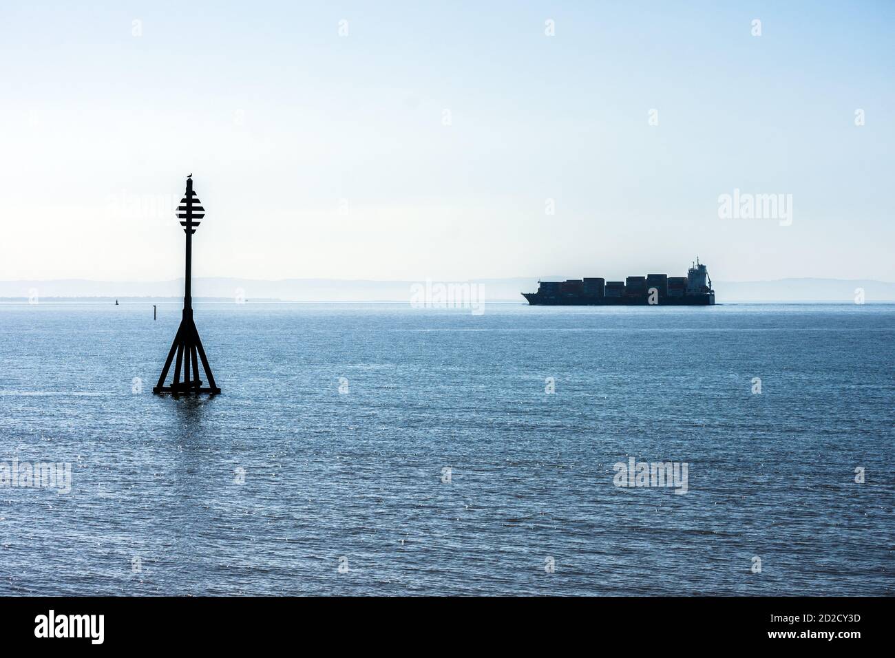 A container ship heading for the Port of Liverpool at crosby ...