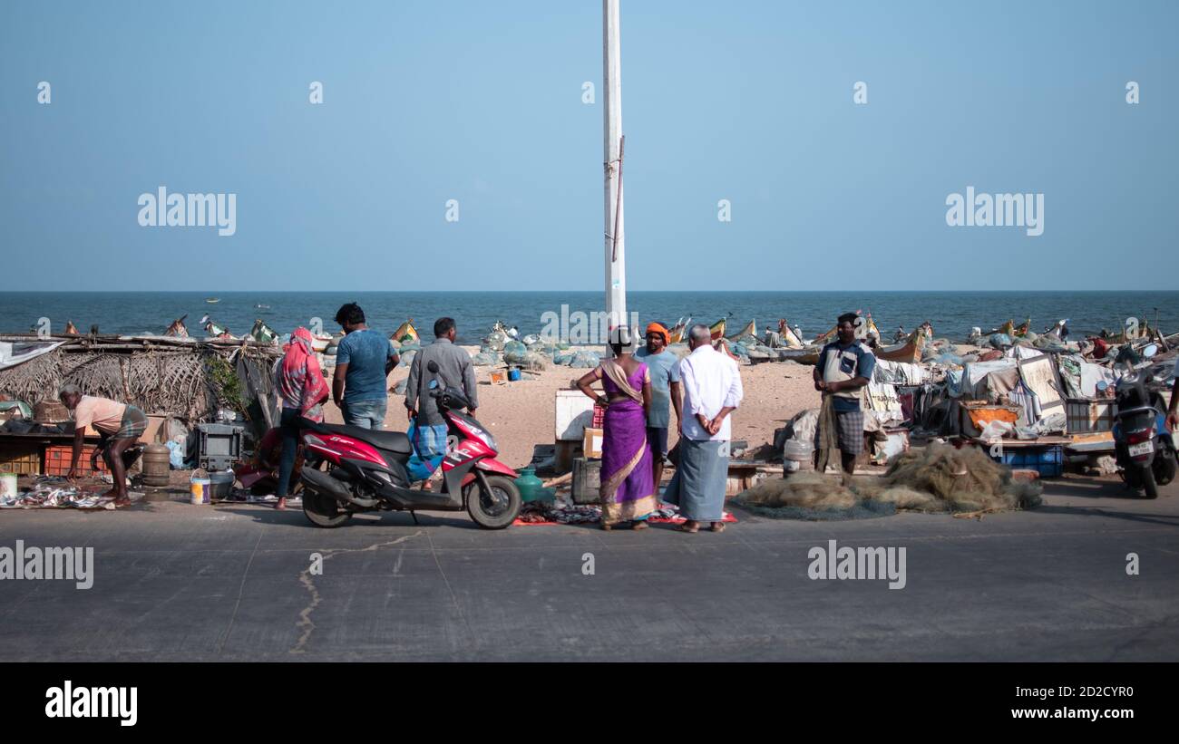 Chennai, India - February 8, 2020: View of the everyday life happening ...
