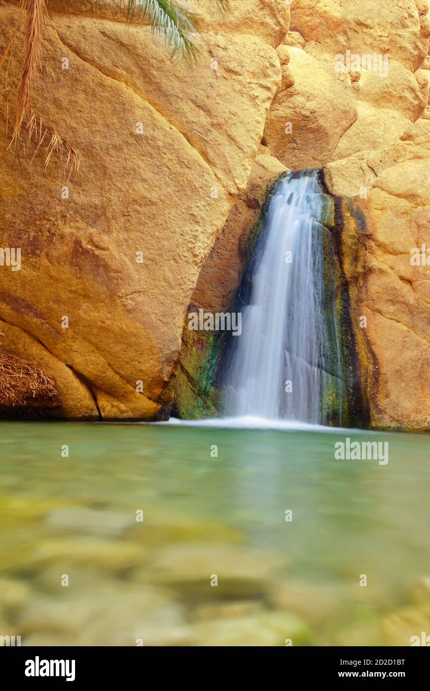 Small but beautiful waterfall from the limestone near the mountain ...