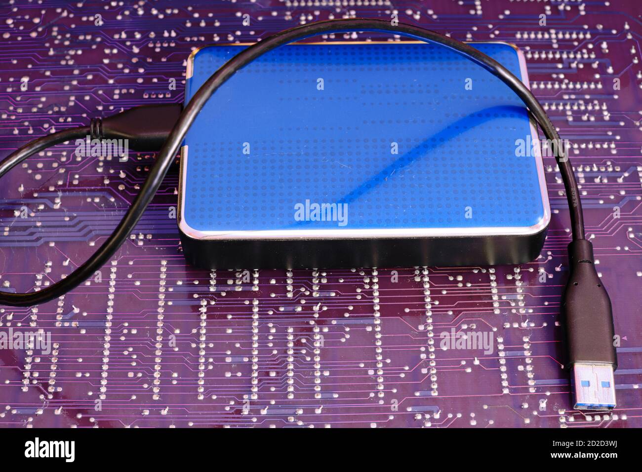 External portable hard drive with usb cable Stock Photo - Alamy