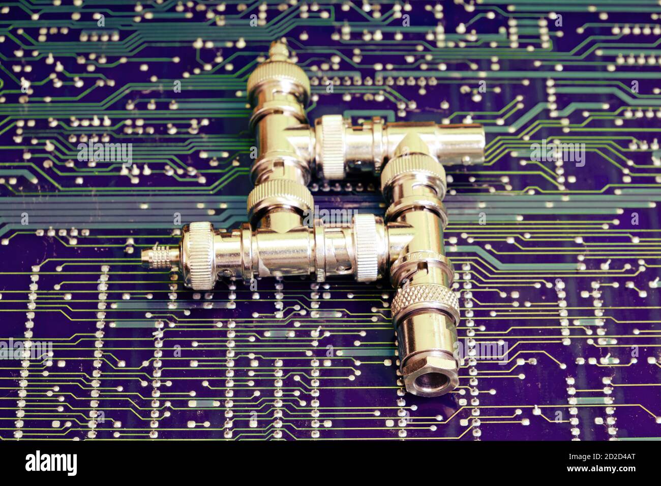 Abstract device connector against electronic circuit board Stock Photo ...