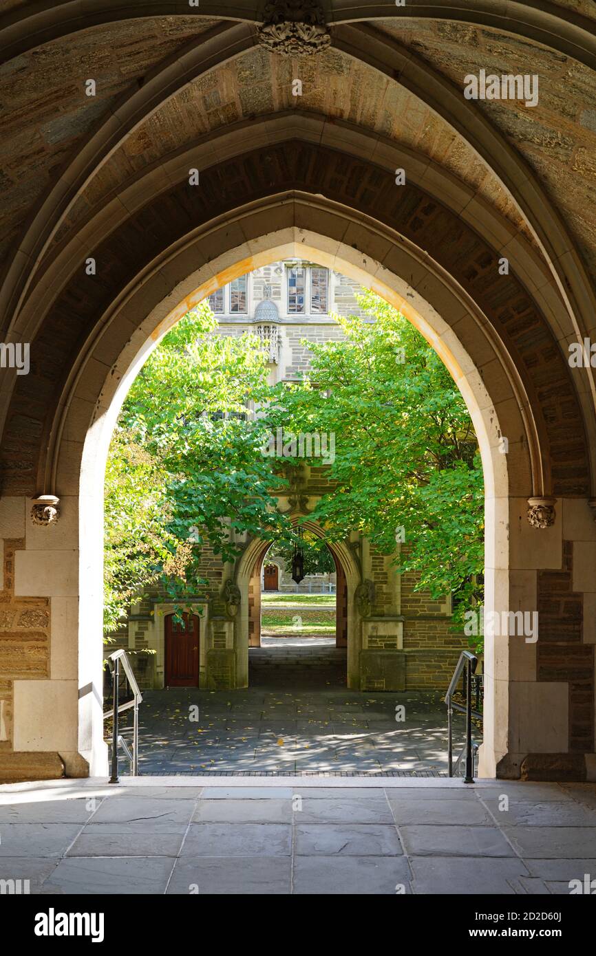 PRINCETON, NJ -30 SEP 2020- View of gothic arches at Rockefeller ...