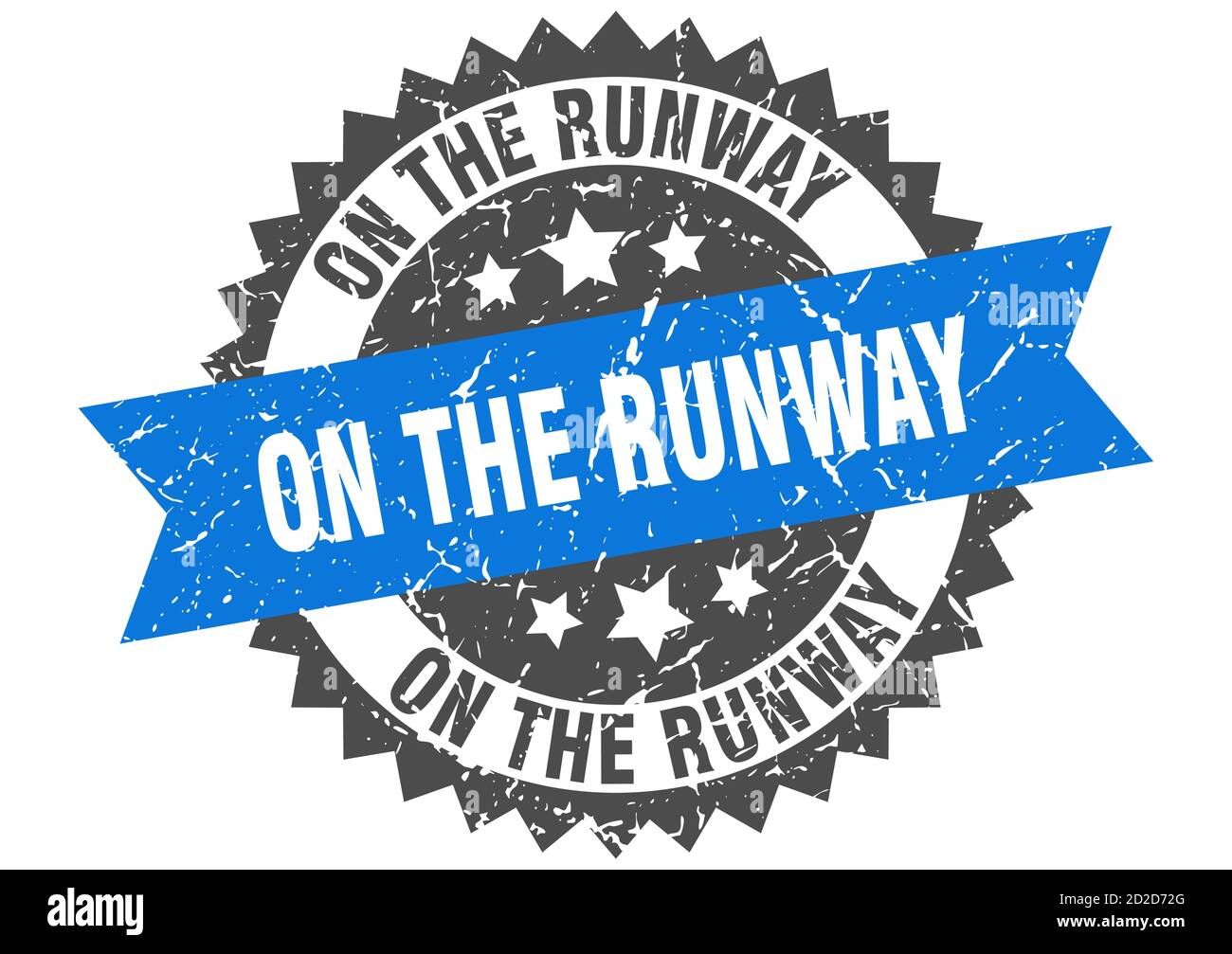on the runway stamp. round grunge sign with ribbon Stock Vector Image ...