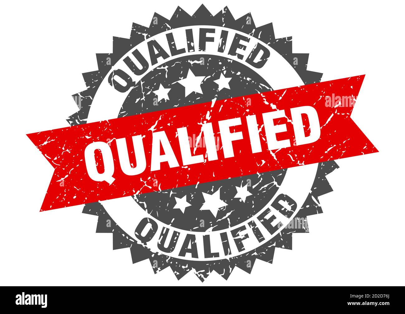 qualified stamp. round grunge sign with ribbon Stock Vector Image & Art ...