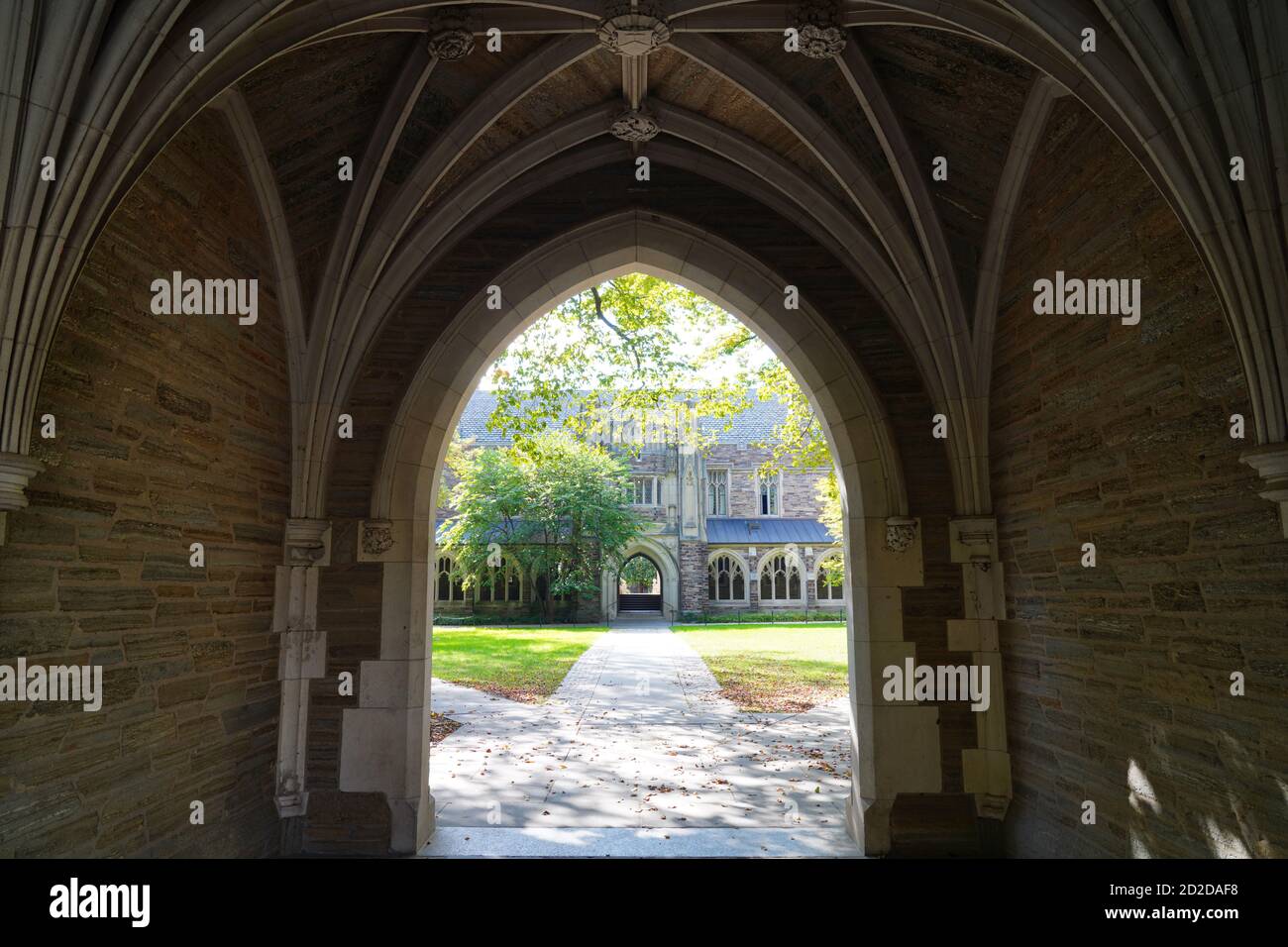 PRINCETON, NJ -30 SEP 2020- View of gothic arches at Rockefeller ...