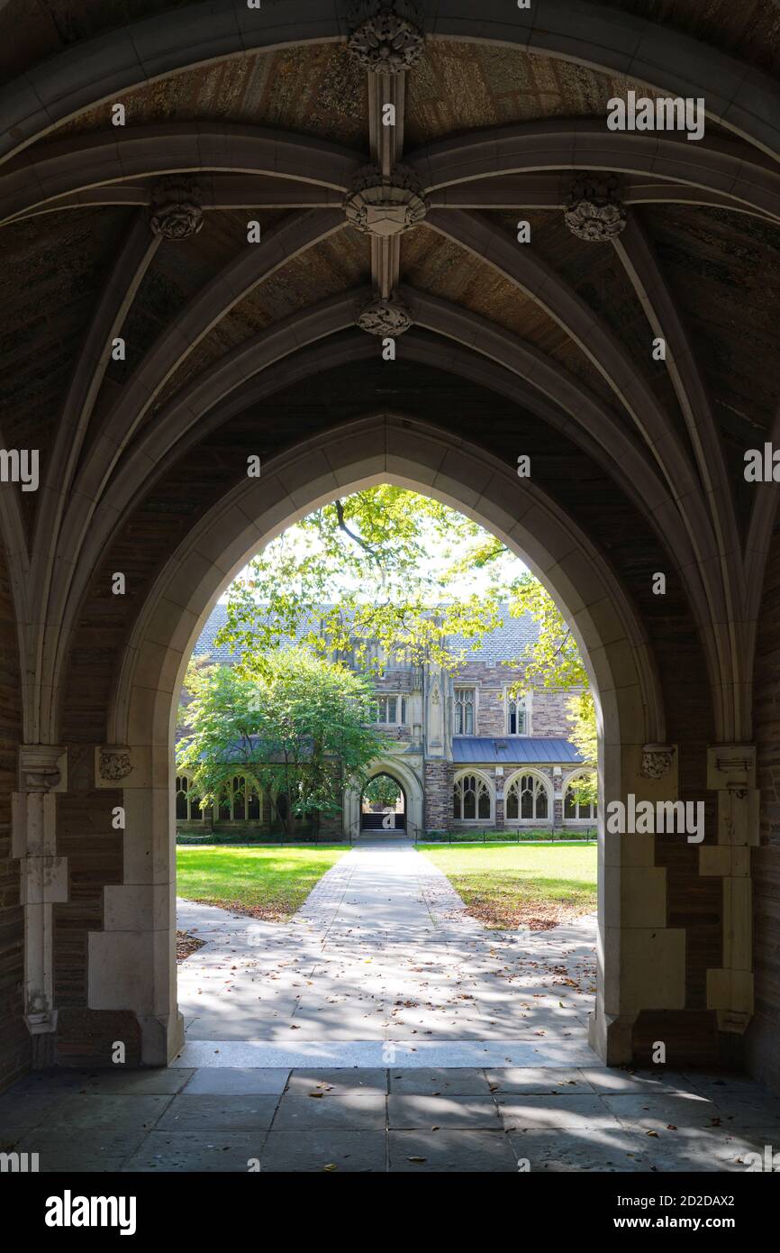 PRINCETON, NJ -30 SEP 2020- View of gothic arches at Rockefeller ...