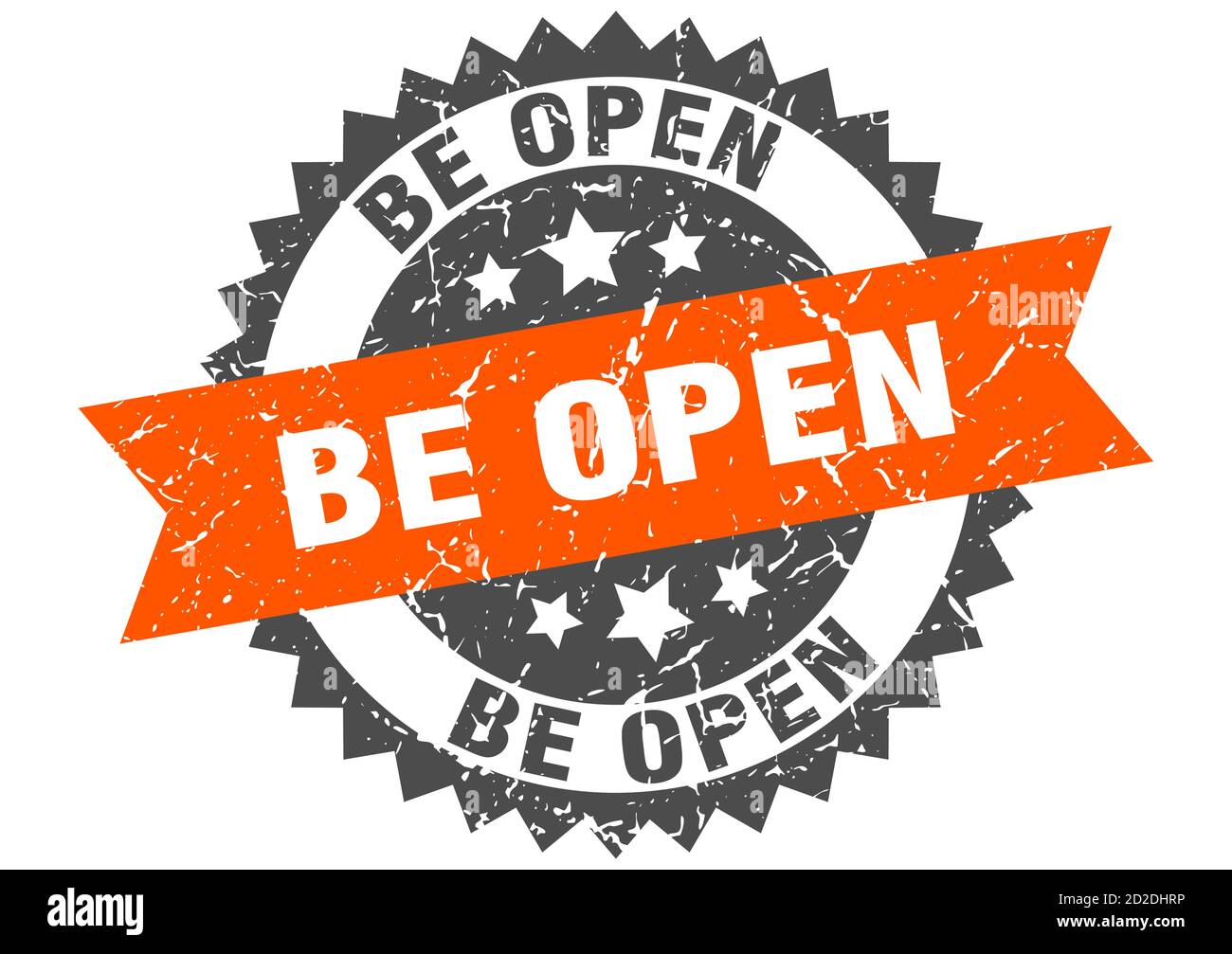 be open stamp. round grunge sign with ribbon Stock Vector Image & Art ...