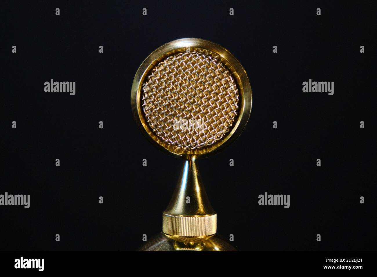 Wide membrane professional microphone gold color. Texture of bronze ...
