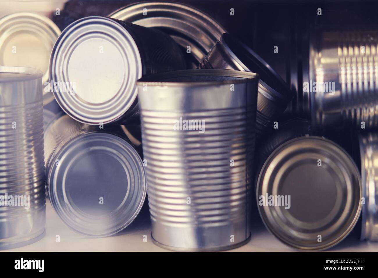 Collected metal cans for recycling, background Stock Photo - Alamy