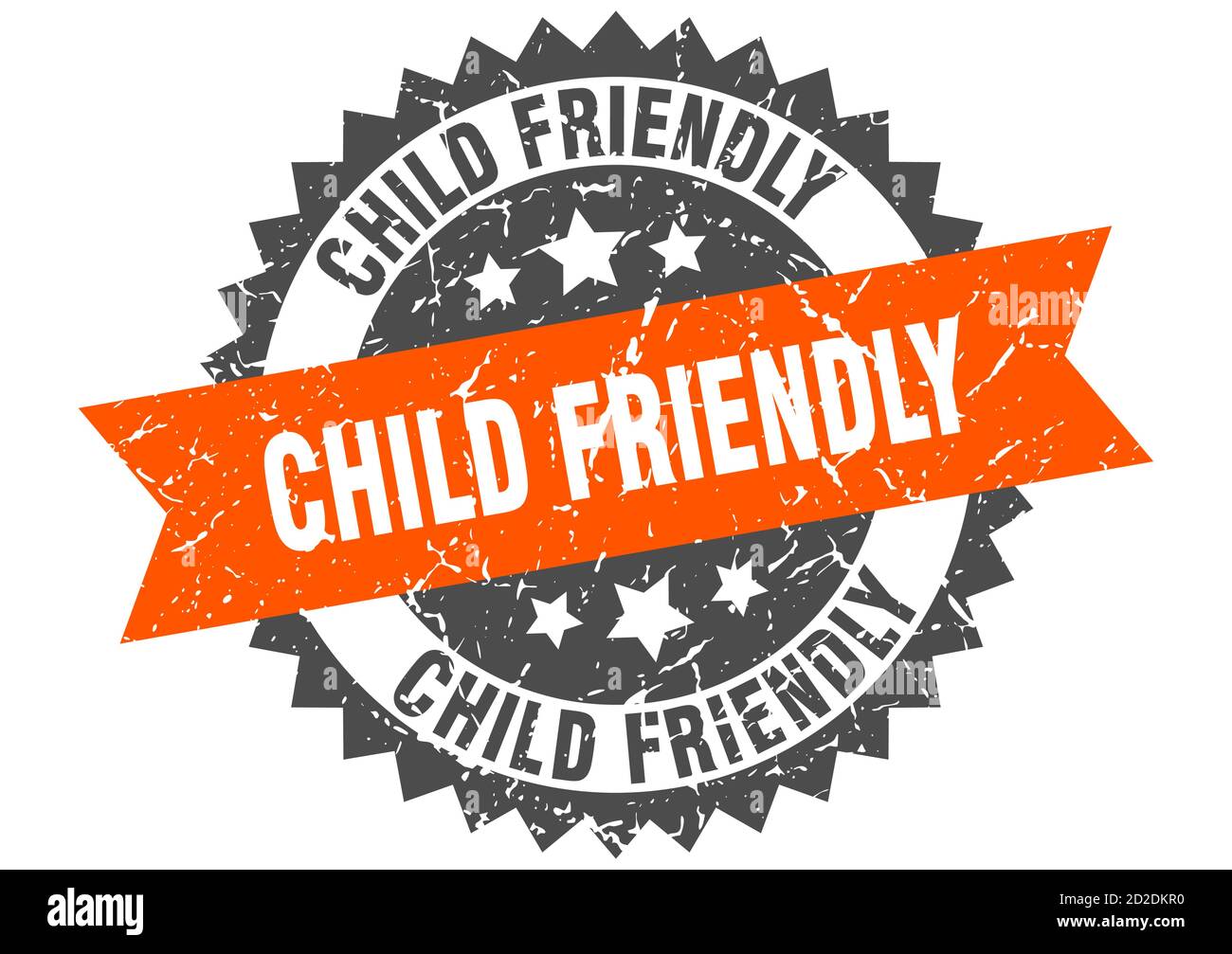 child friendly stamp. round grunge sign with ribbon Stock Vector Image ...