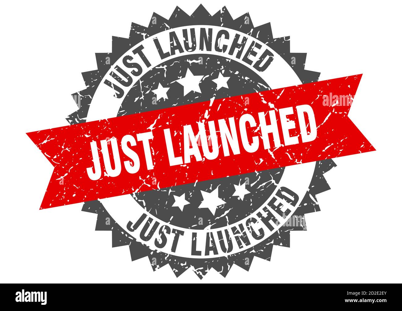 just launched stamp. round grunge sign with ribbon Stock Vector Image ...