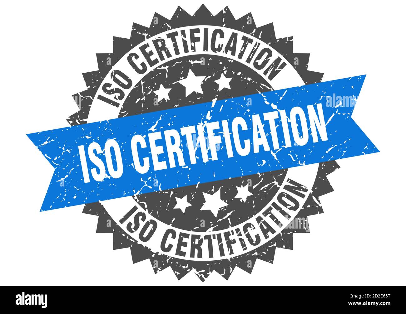 iso certification stamp. round grunge sign with ribbon Stock Vector ...