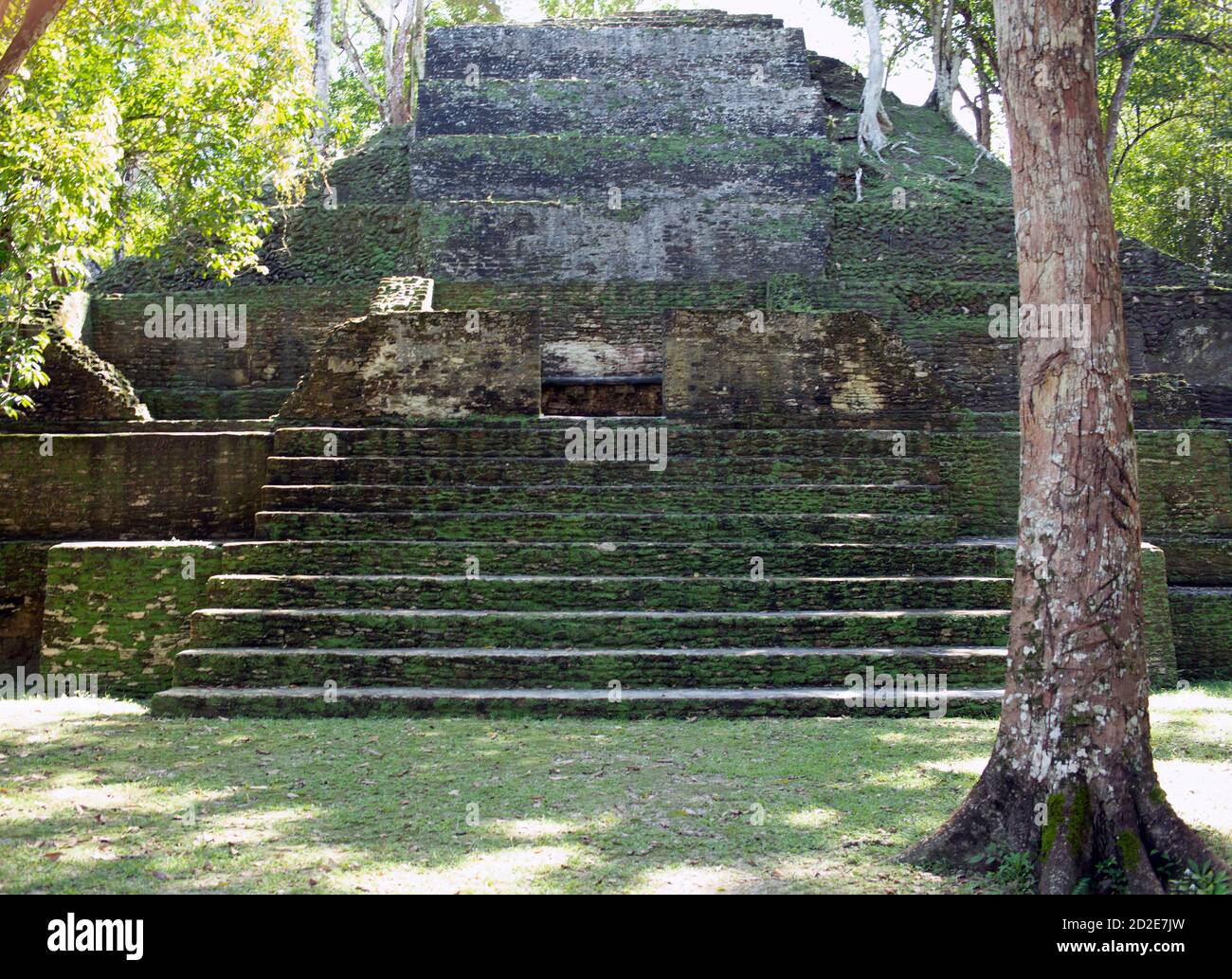 A temple at the ancient Mayan ceremonial site of Cahal Pech in western ...