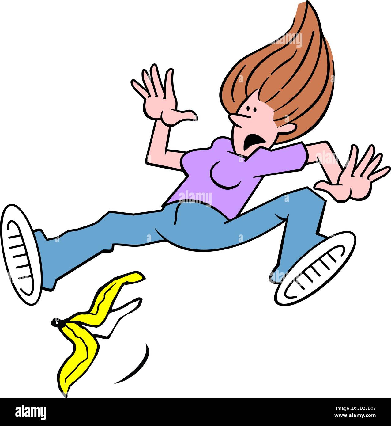 Banana Peel Slip Woman Stock Photo - Alamy
