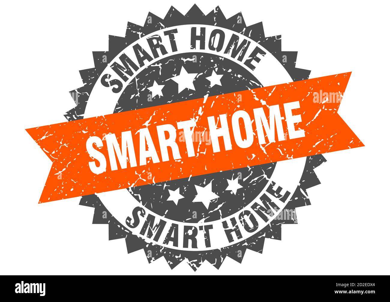 smart home stamp. round grunge sign with ribbon Stock Vector Image ...