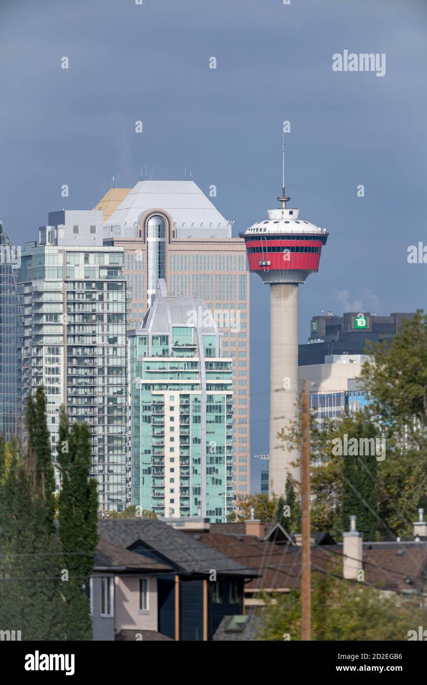 Downtown Calgary with Calgary Tower, Alberta, Canada Stock Photo - Alamy