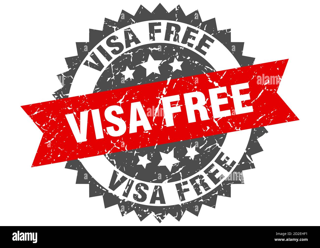 visa free stamp. round grunge sign with ribbon Stock Vector Image & Art ...