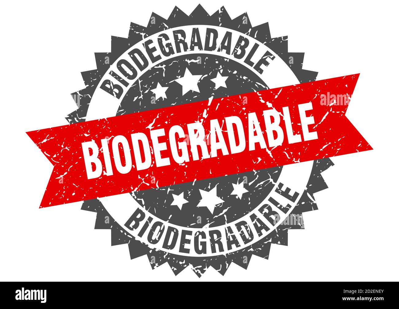 biodegradable stamp. round grunge sign with ribbon Stock Vector Image ...