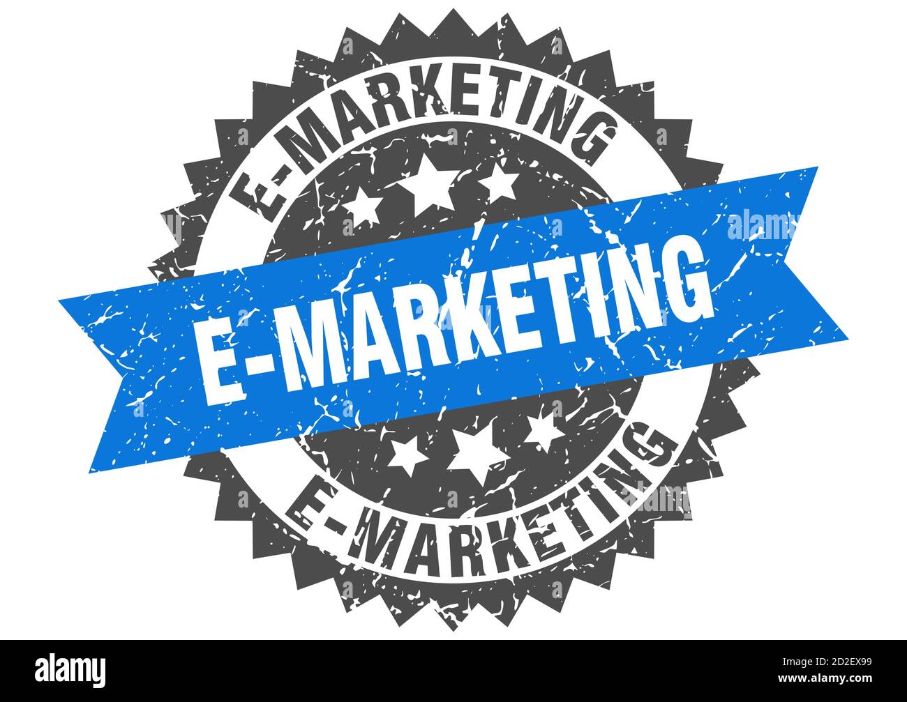 e-marketing stamp. round grunge sign with ribbon Stock Vector Image ...
