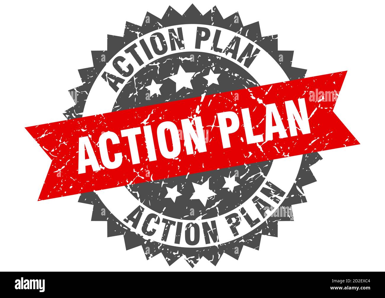 action plan stamp. round grunge sign with ribbon Stock Vector Image ...