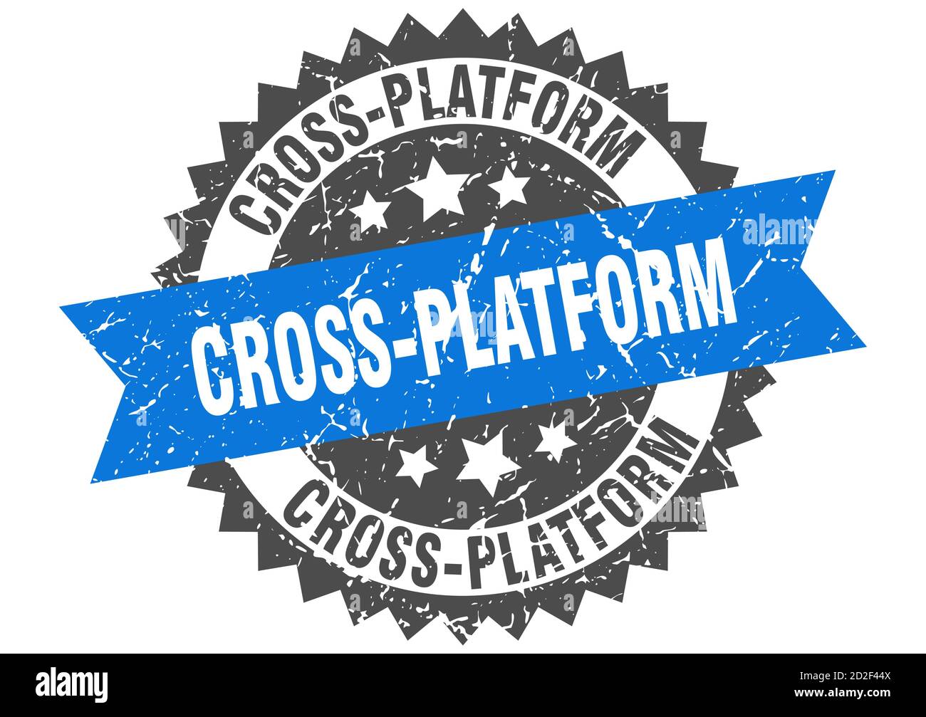 cross-platform stamp. round grunge sign with ribbon Stock Vector Image ...