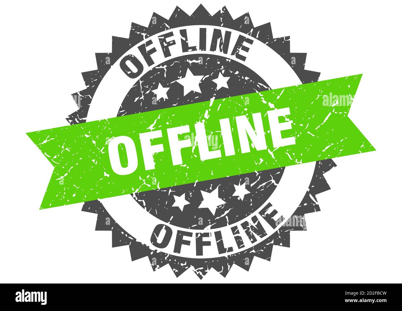 offline stamp. round grunge sign with ribbon Stock Vector Image & Art ...