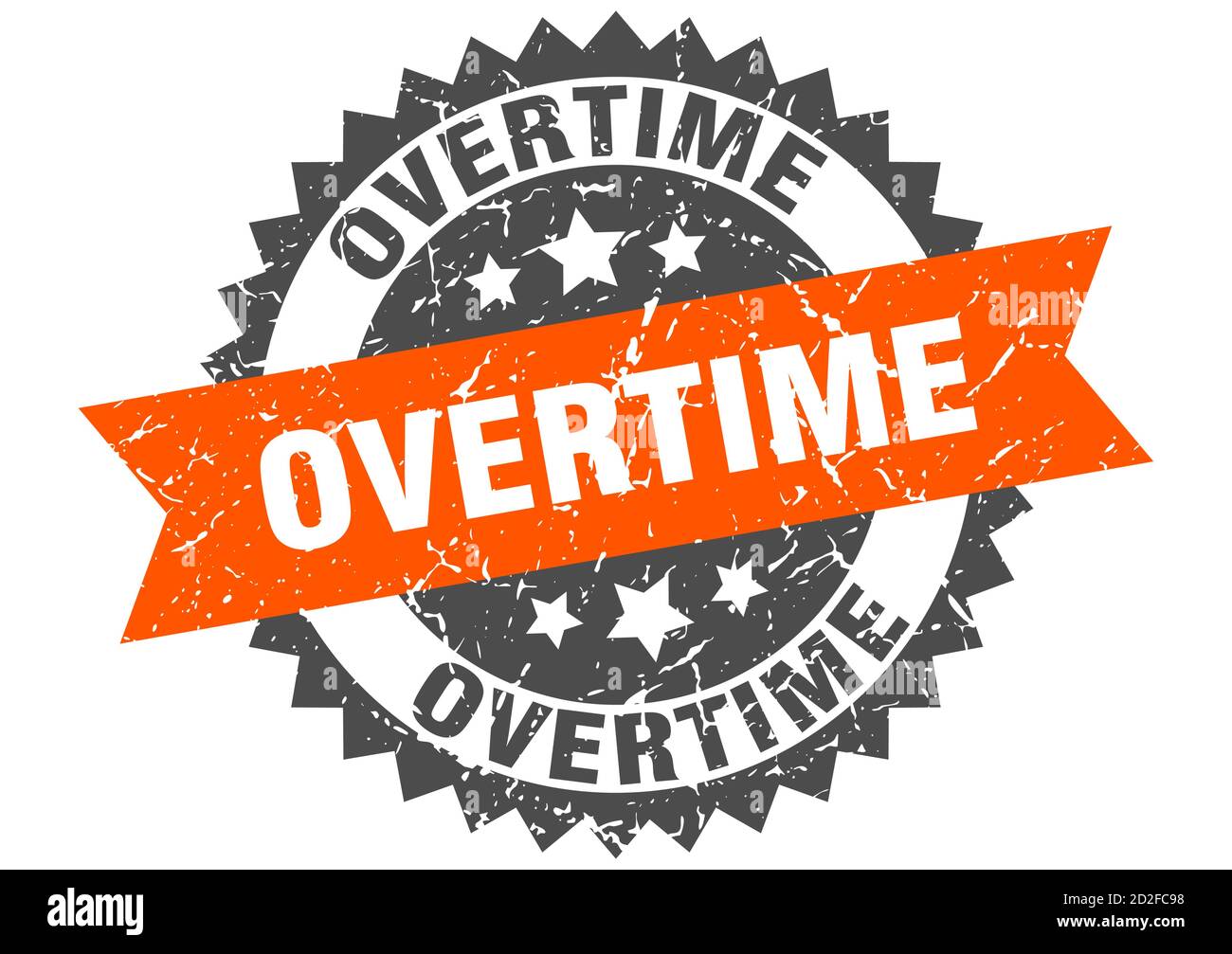overtime stamp. round grunge sign with ribbon Stock Vector Image & Art ...