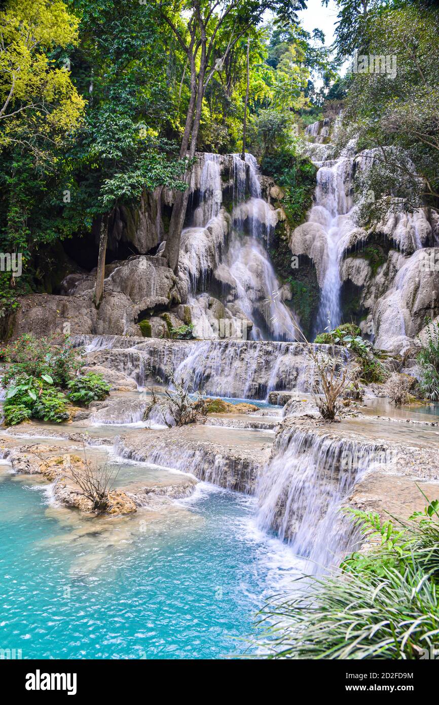 Tat Kuang Si or Kuangsi Waterfall in Luang Prabang, Laos, one of the ...