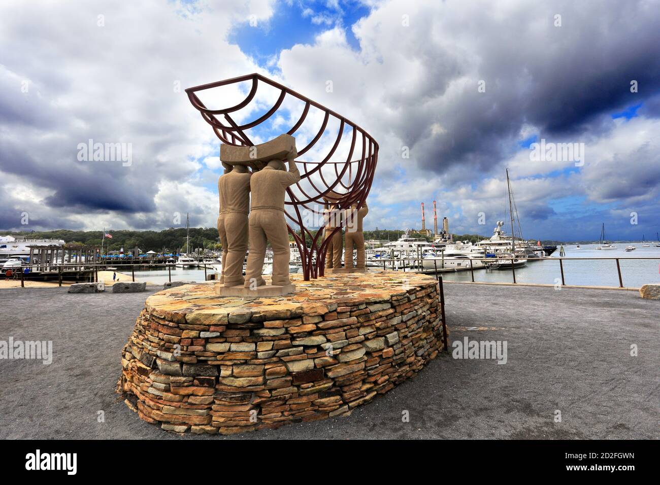 Ship builders monument Port Jefferson harbor Long Island New York Stock ...