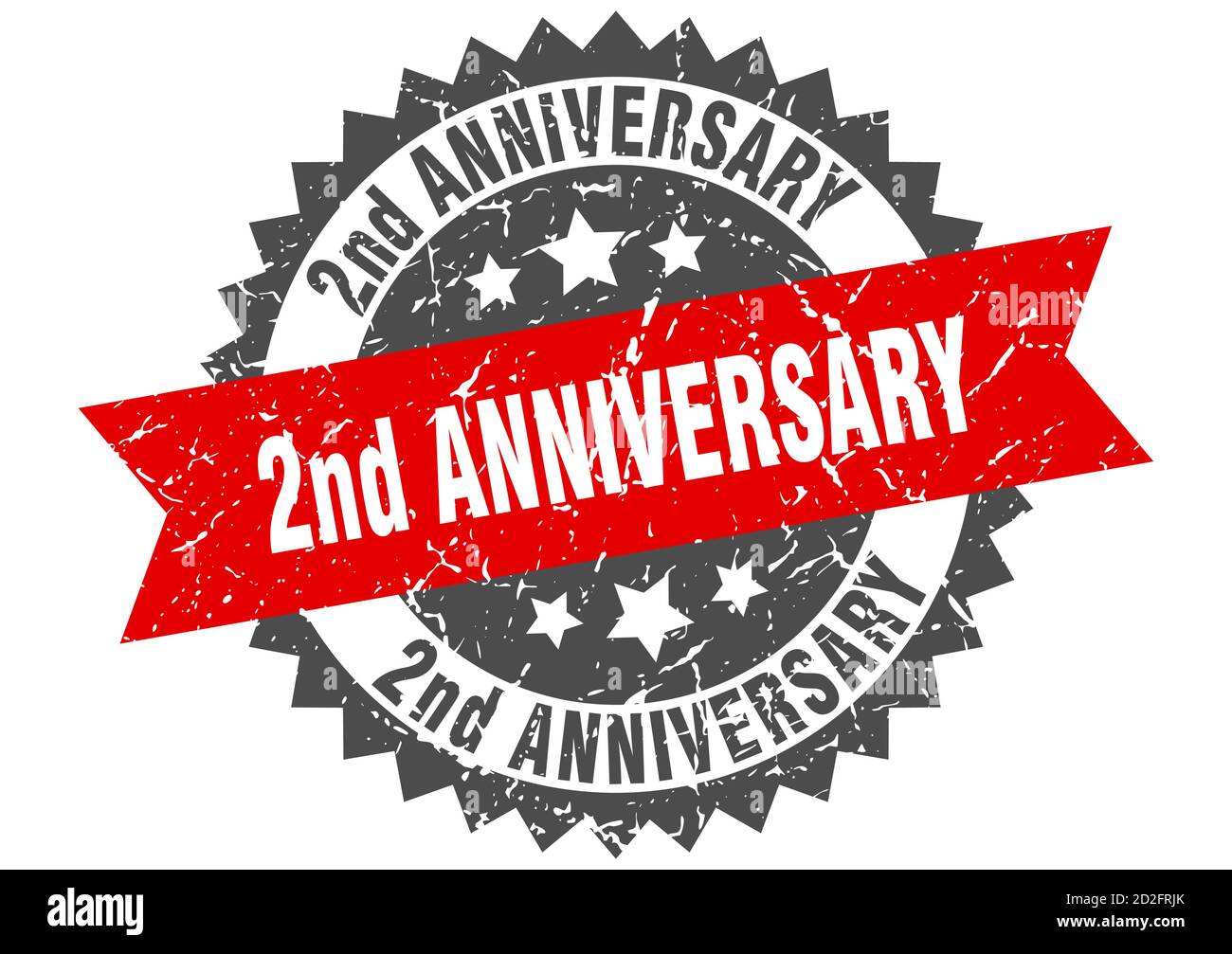 2nd anniversary stamp. round grunge sign with ribbon Stock Vector Image ...