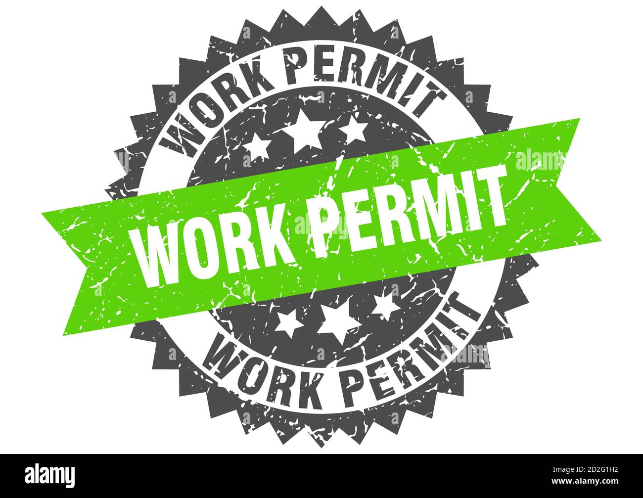 work permit stamp. round grunge sign with ribbon Stock Vector Image ...