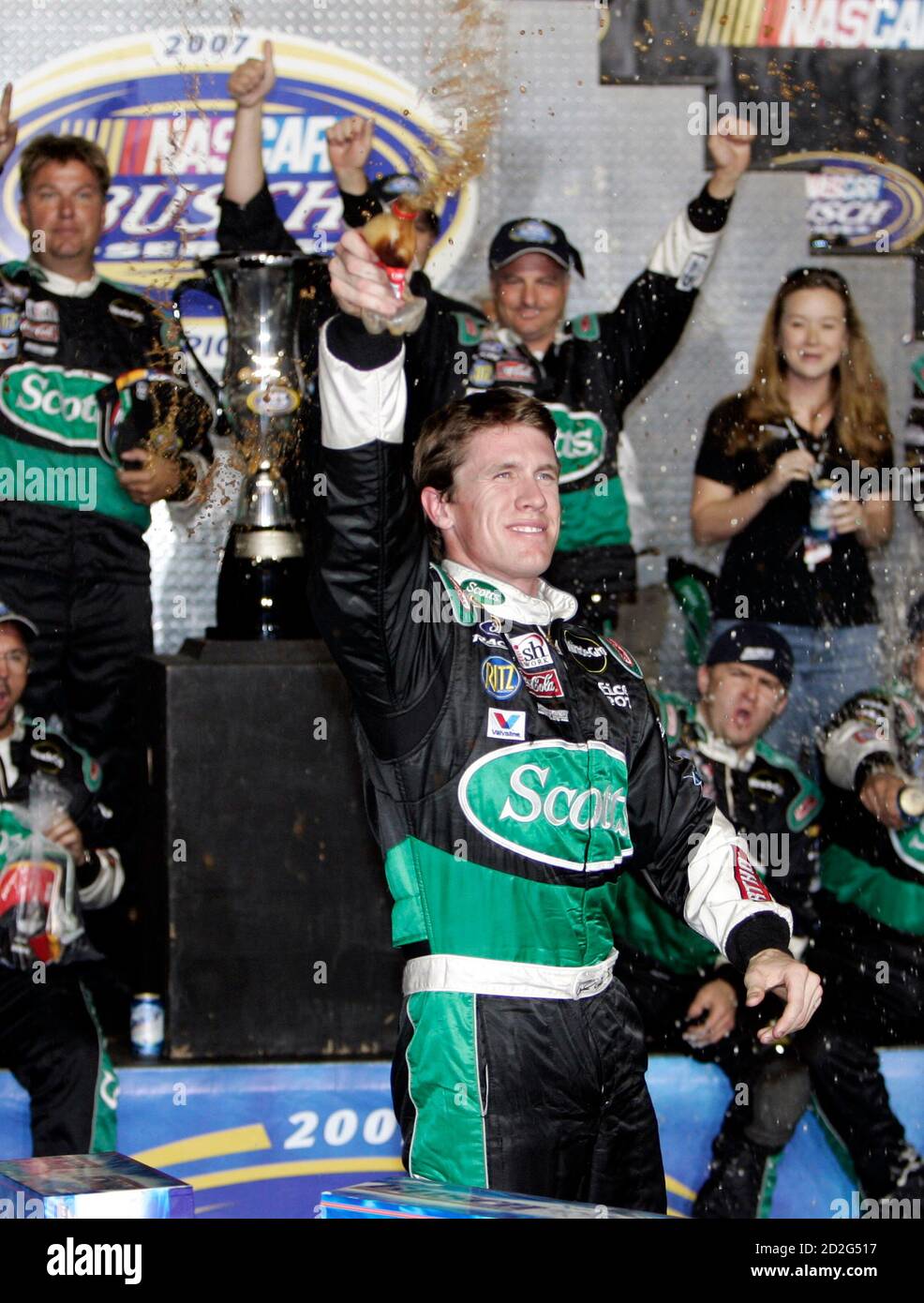 Driver carl edwards celebrates after hi-res stock photography and ...