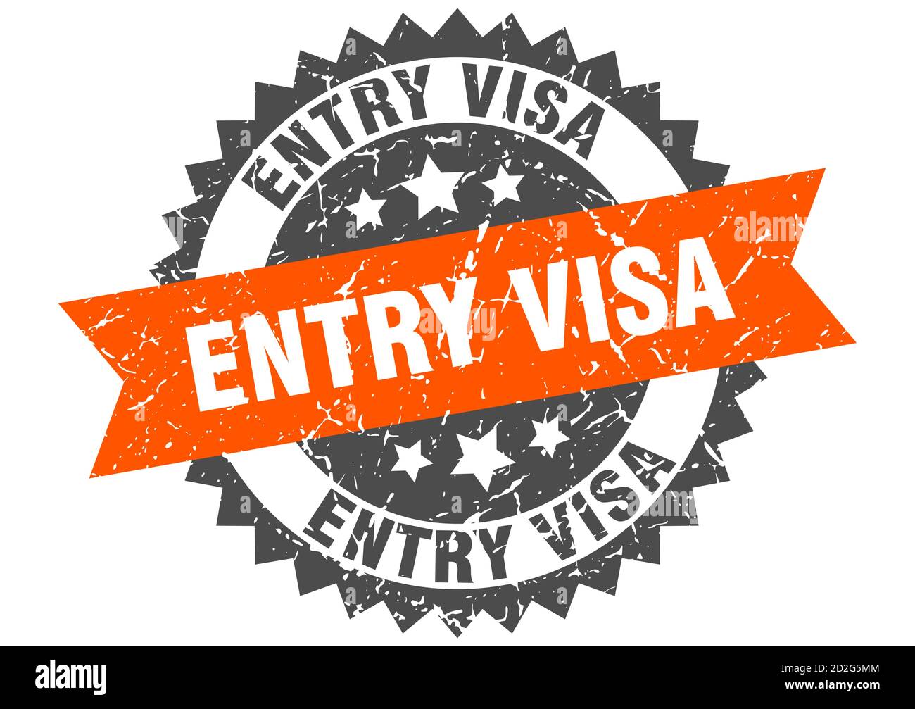 entry visa stamp. round grunge sign with ribbon Stock Vector Image ...