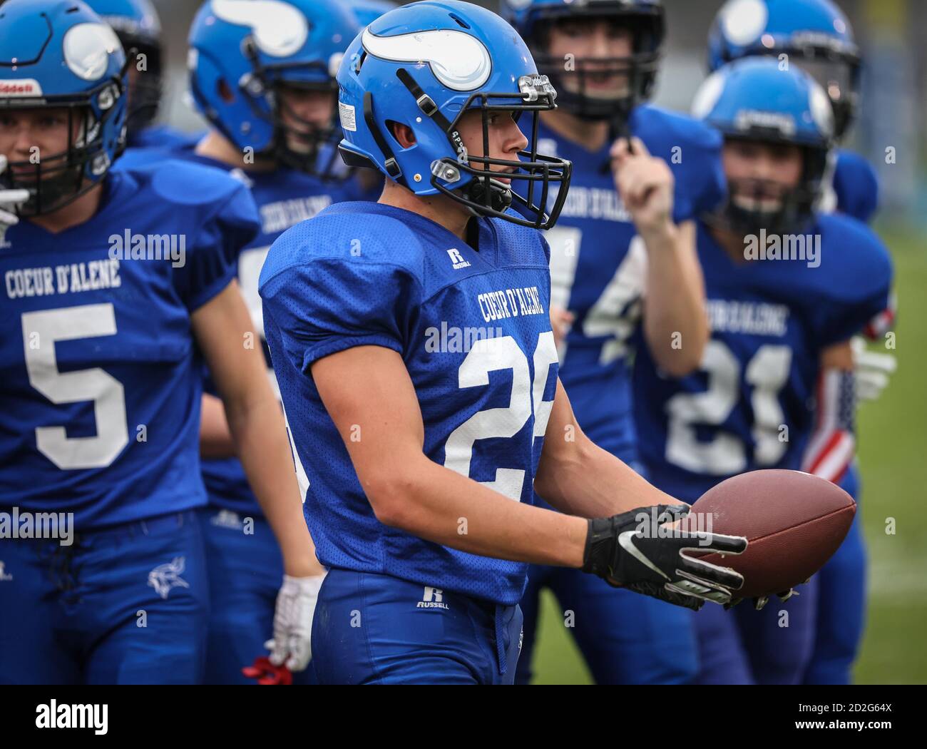 High School football action with Coeur d'Alene vs Post Falls freshmen ...