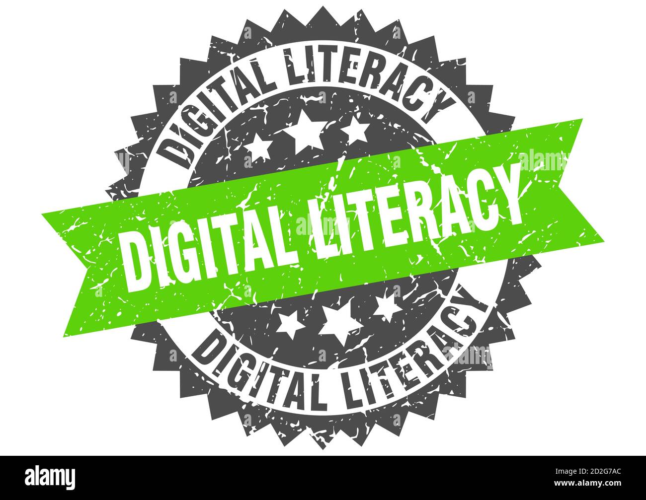 digital literacy stamp. round grunge sign with ribbon Stock Vector ...