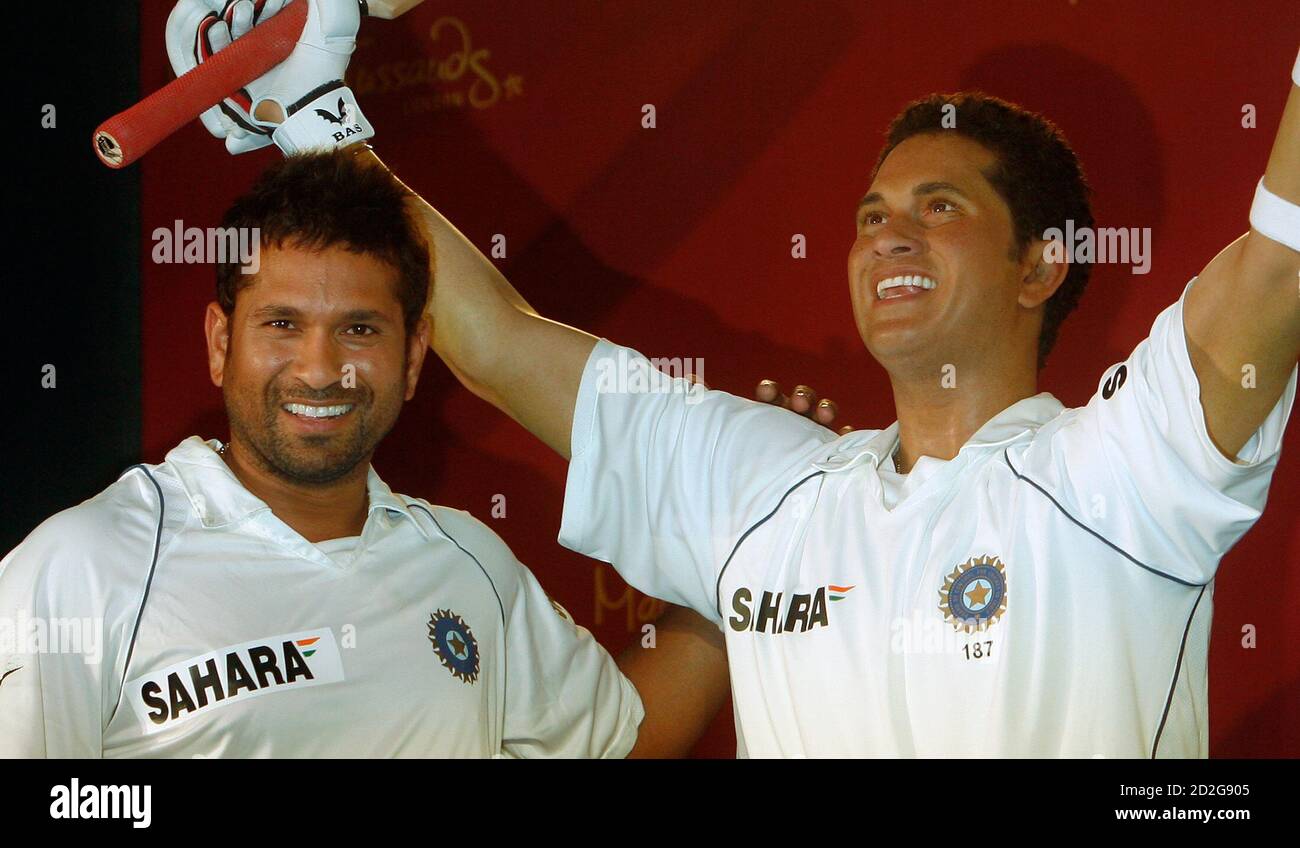 Indian Cricketer Sachin Tendulkar Poses High Resolution Stock ...