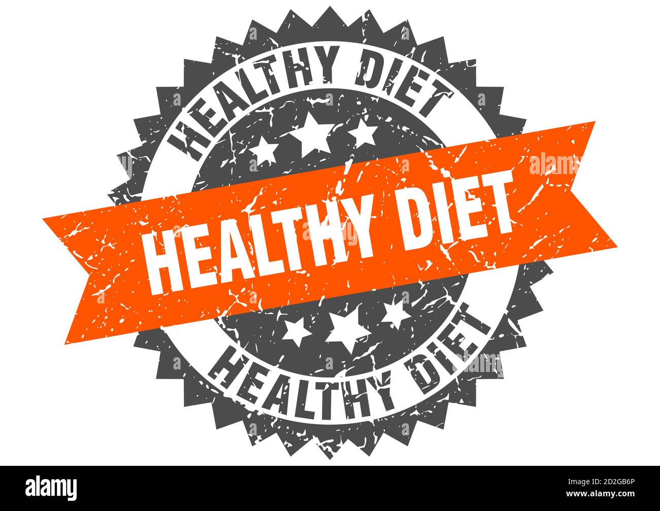 healthy diet stamp. round grunge sign with ribbon Stock Vector Image ...