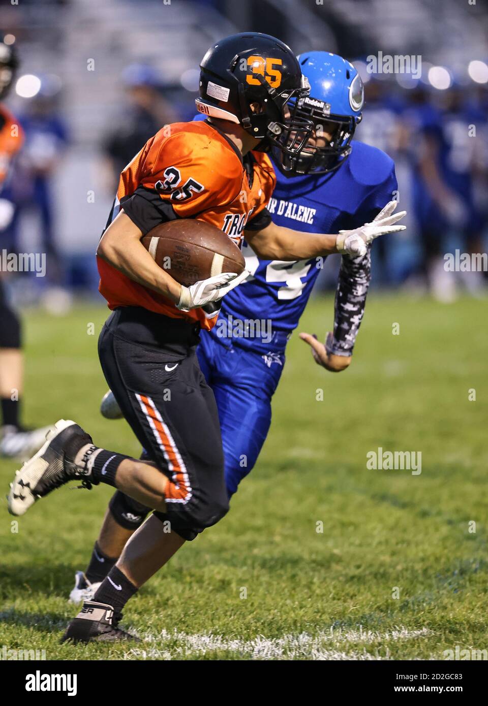 High School football action with Coeur d'Alene vs Post Falls freshmen ...